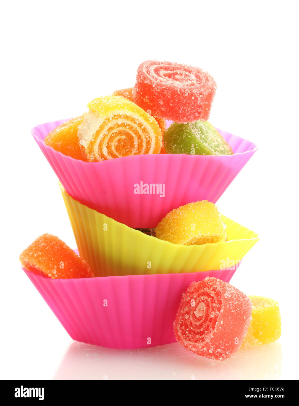 sweet jelly candies in cup cake cases isolated on white Stock Photo - Alamy