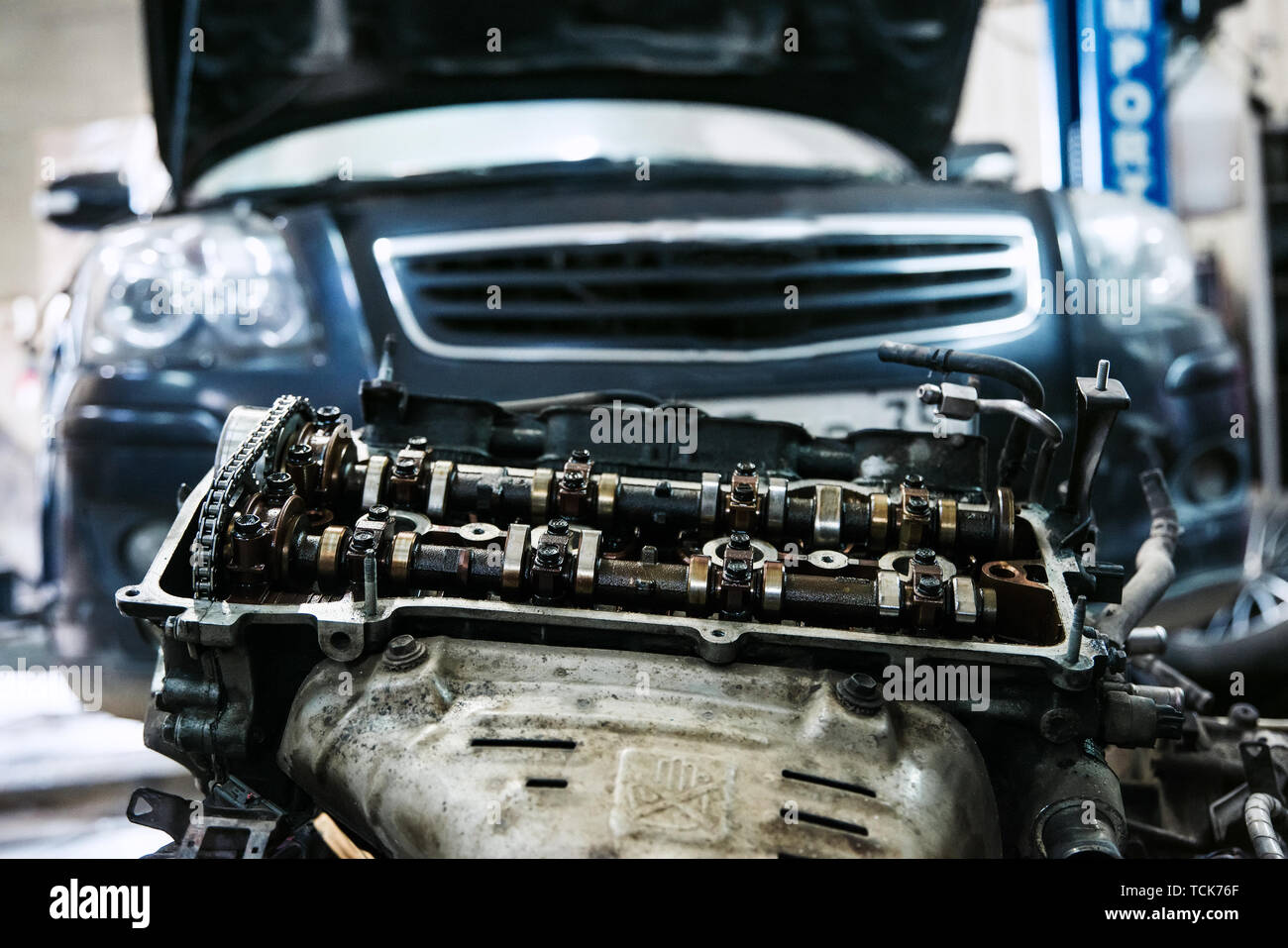 disassembled car engine at shallow depth of field Stock Photo - Alamy