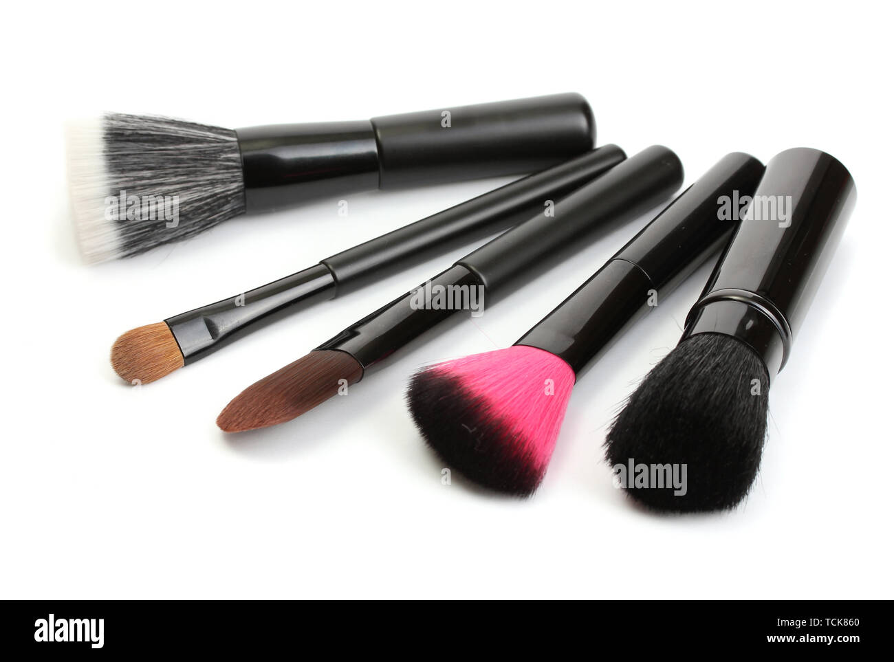 black brushes for make-up isolated on white Stock Photo - Alamy