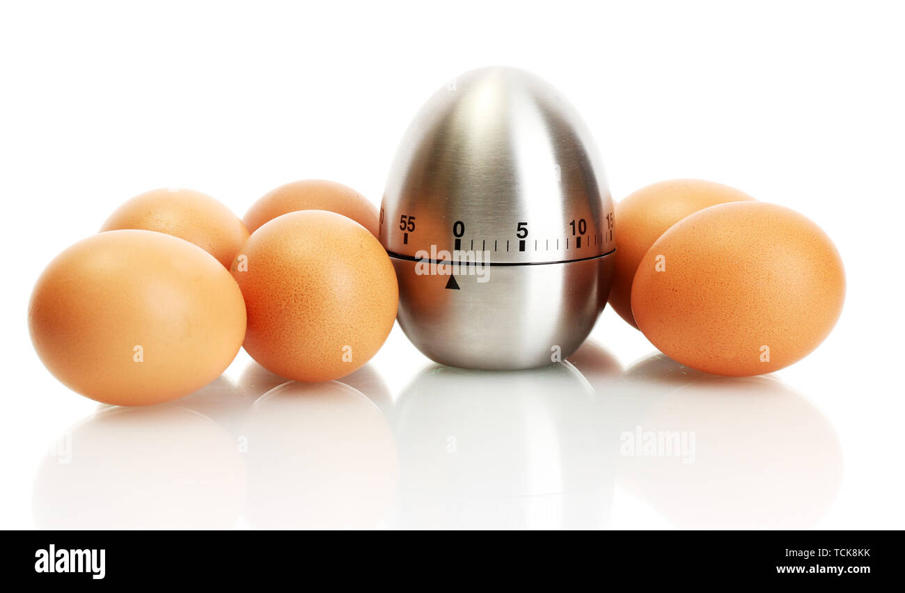 egg timer and eggs isolated on white Stock Photo - Alamy