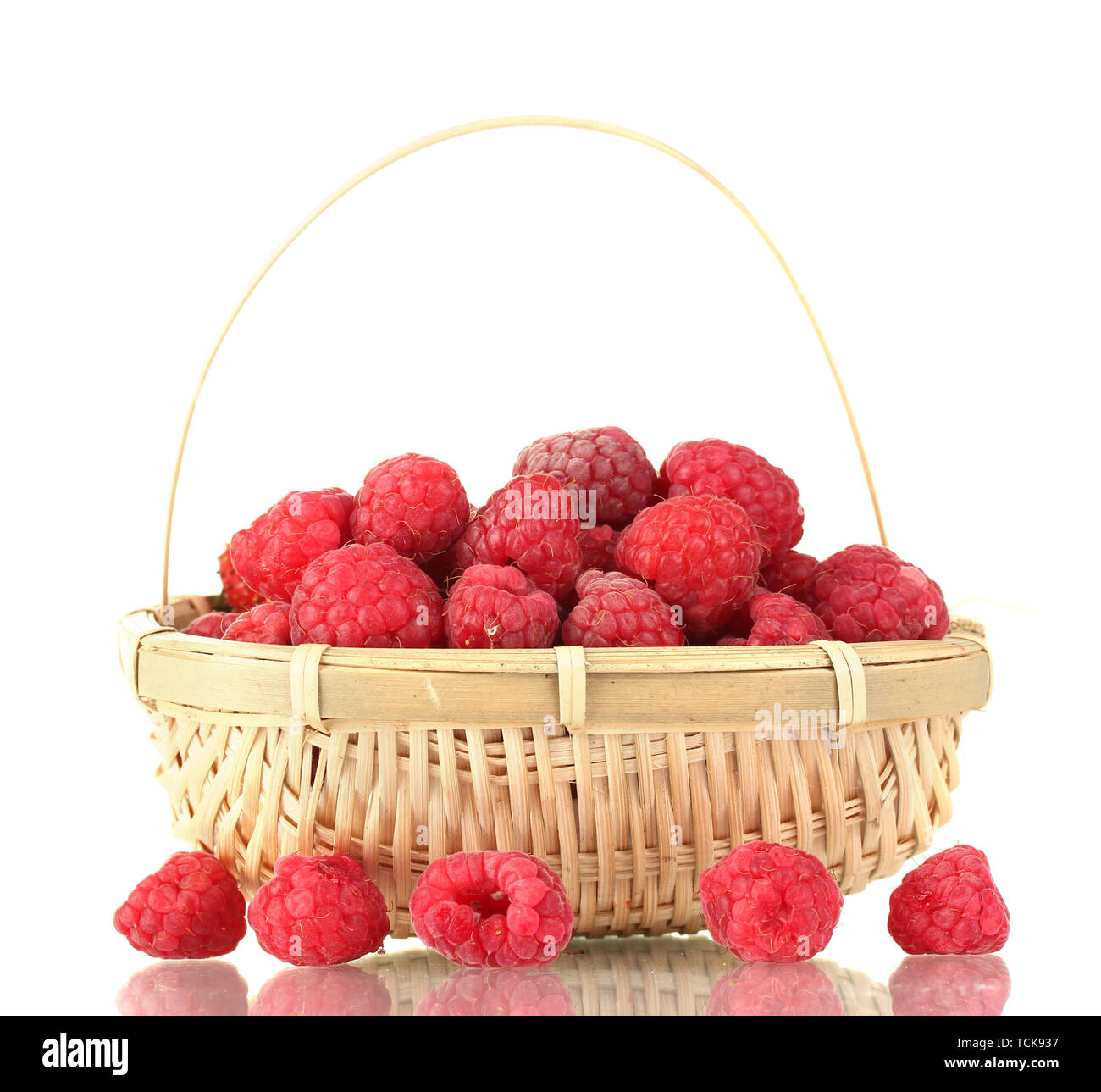 raspberry in a basket isolated on white Stock Photo - Alamy