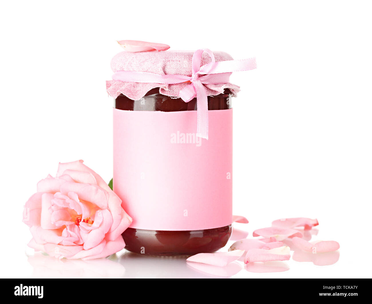 jar with rose jam and flower isolated on white Stock Photo - Alamy