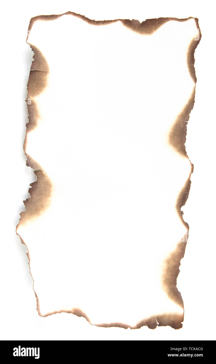 Burnt paper isolated on white Stock Photo - Alamy
