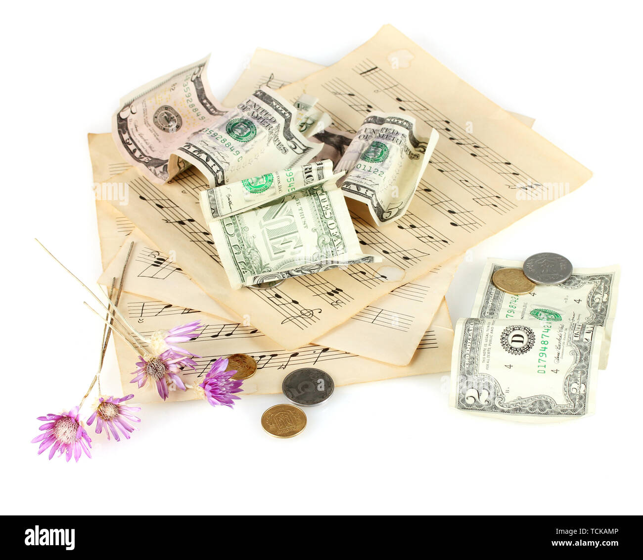 notes with money isolated on white Stock Photo - Alamy