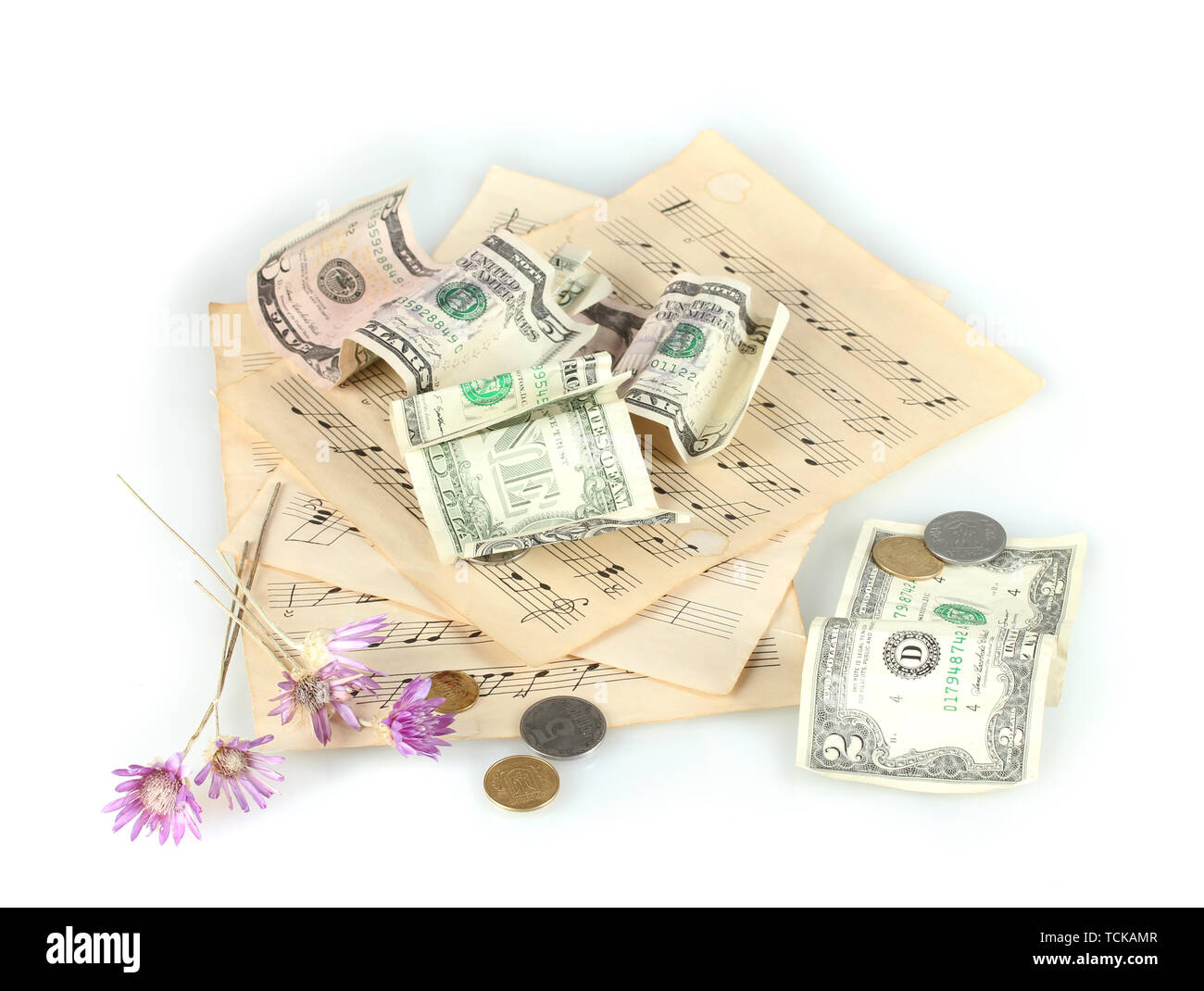 notes with money isolated on white Stock Photo - Alamy