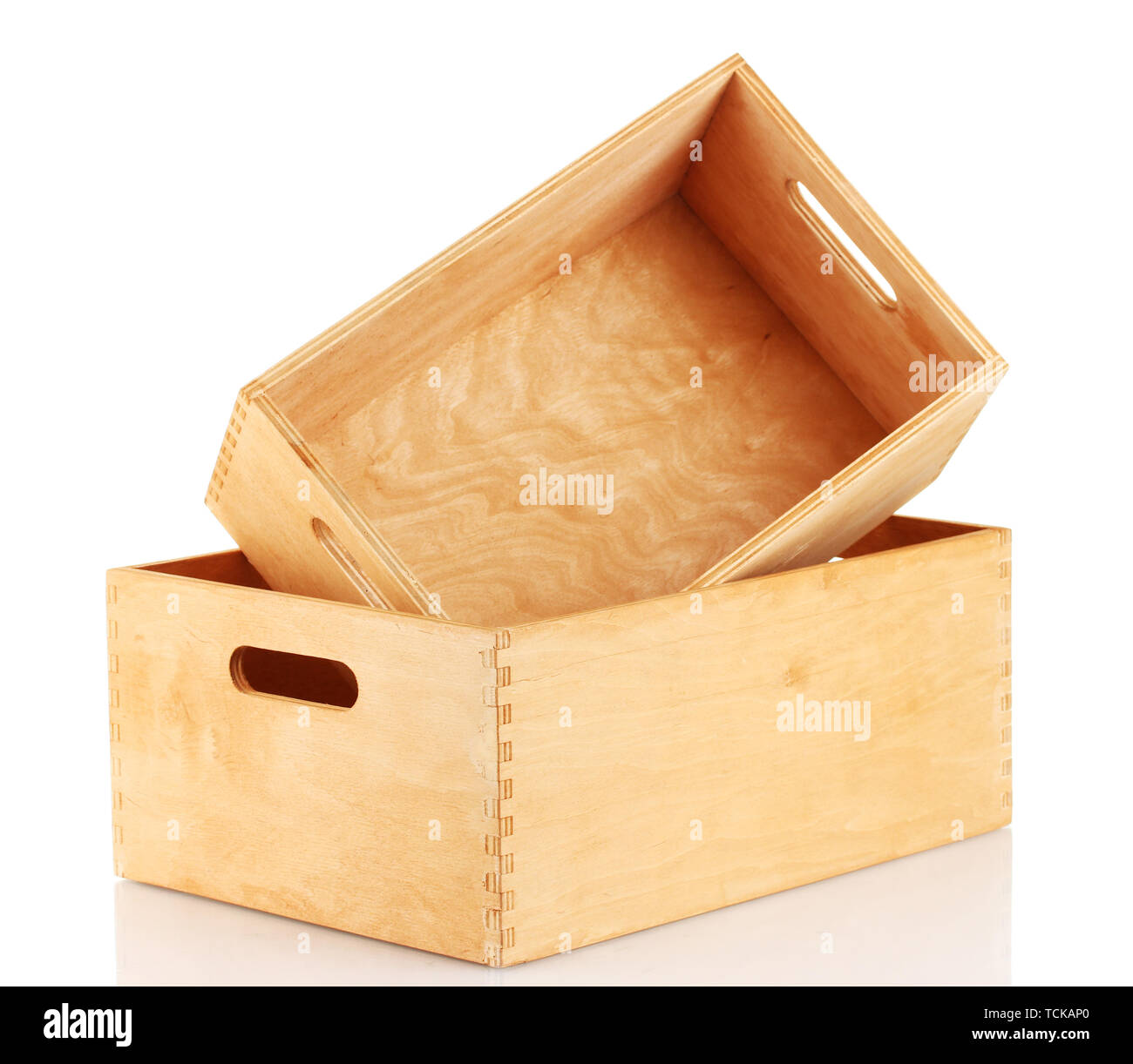 empty wooden crates isolated on white Stock Photo - Alamy