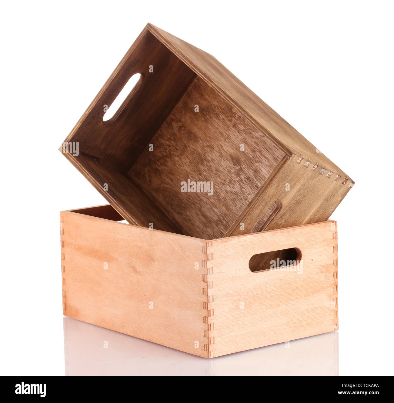 empty wooden crates isolated on white Stock Photo - Alamy