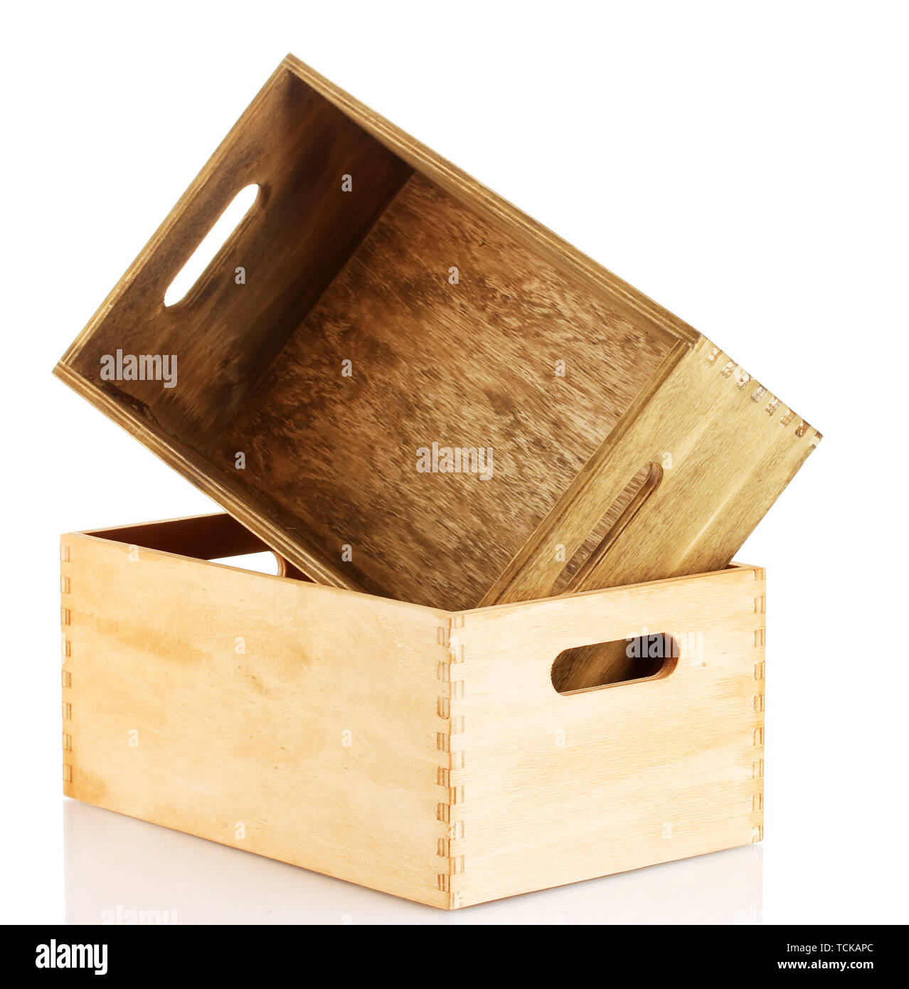 empty wooden crates isolated on white Stock Photo - Alamy