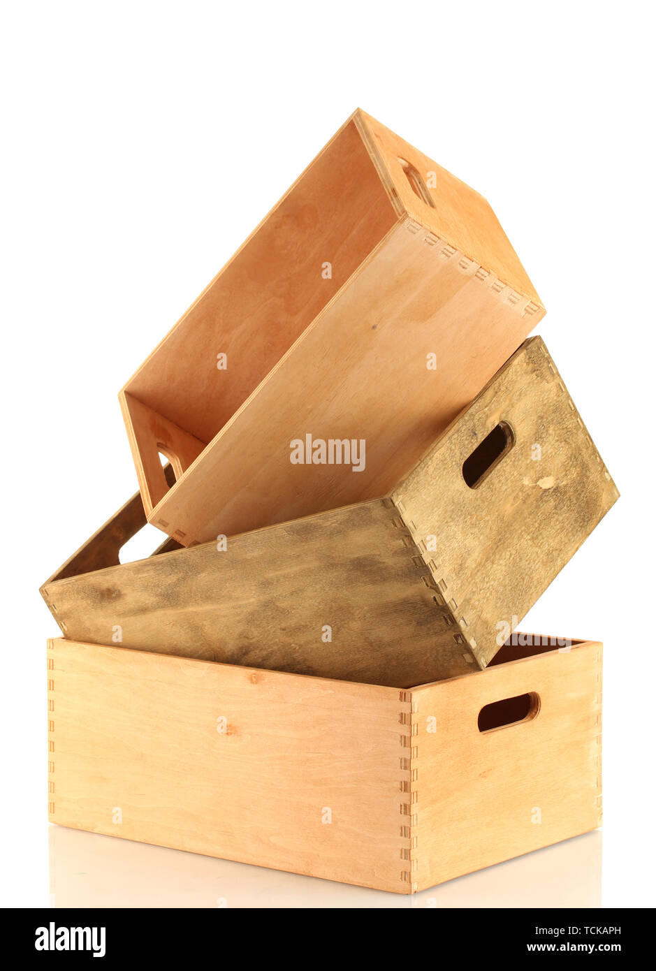 empty wooden crates isolated on white Stock Photo - Alamy