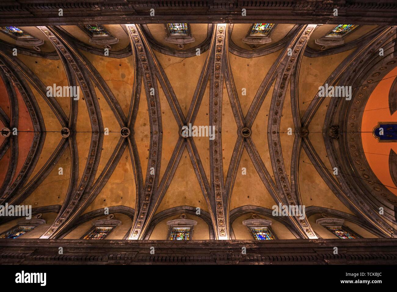 Vaulted ceiling, Catholic church St. Bartholomew, Esglesia parroquial ...