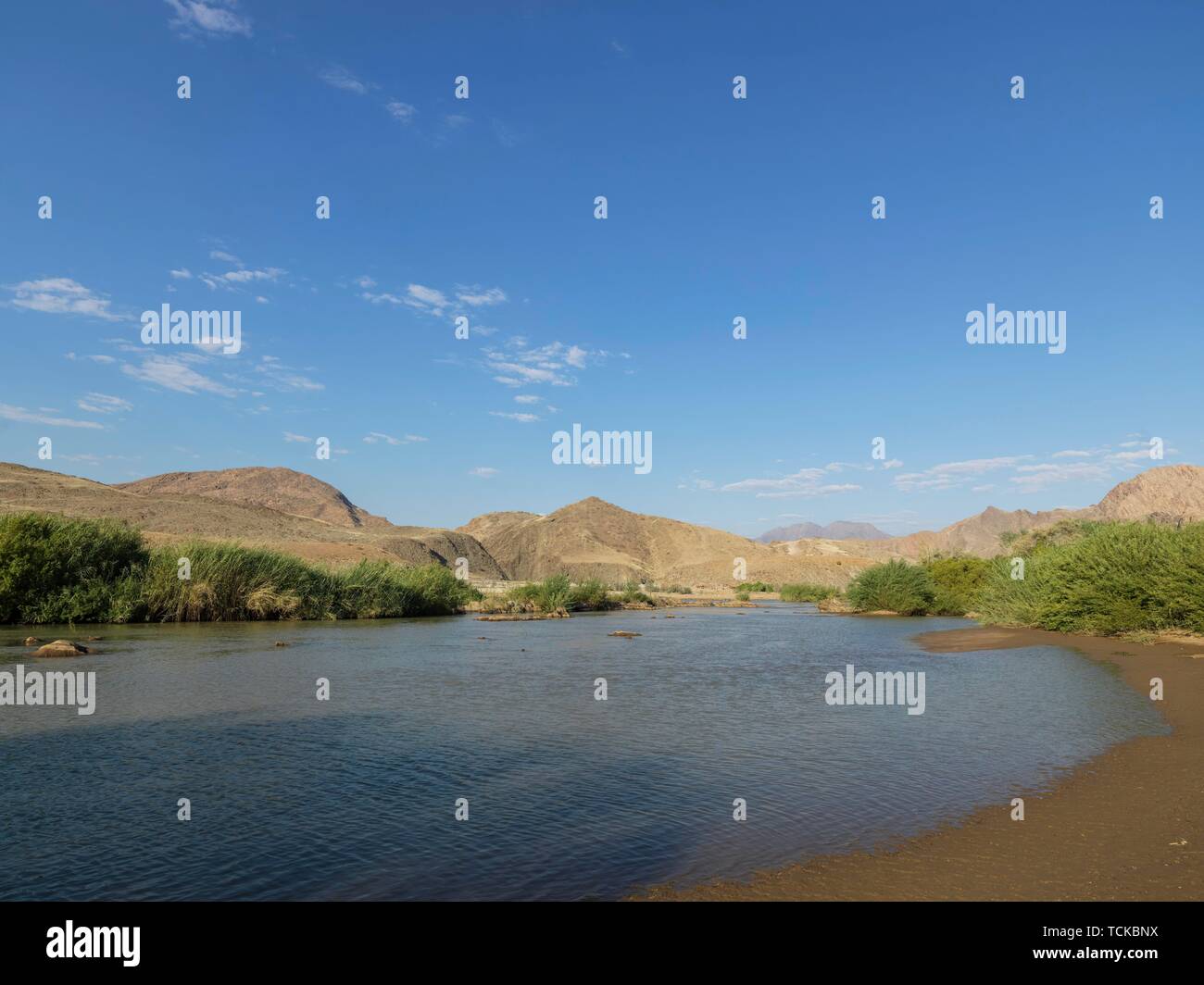 Landscape in the Marienfluss valley with intermittent stream ...