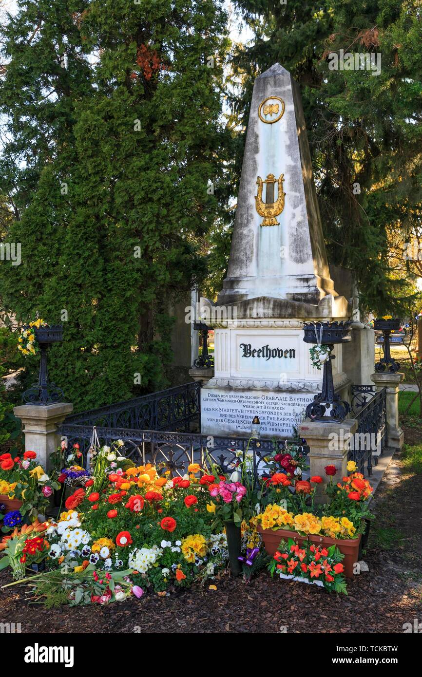 Grave of Ludwig van Beethoven, composer, Vienna Central Cemetery ...