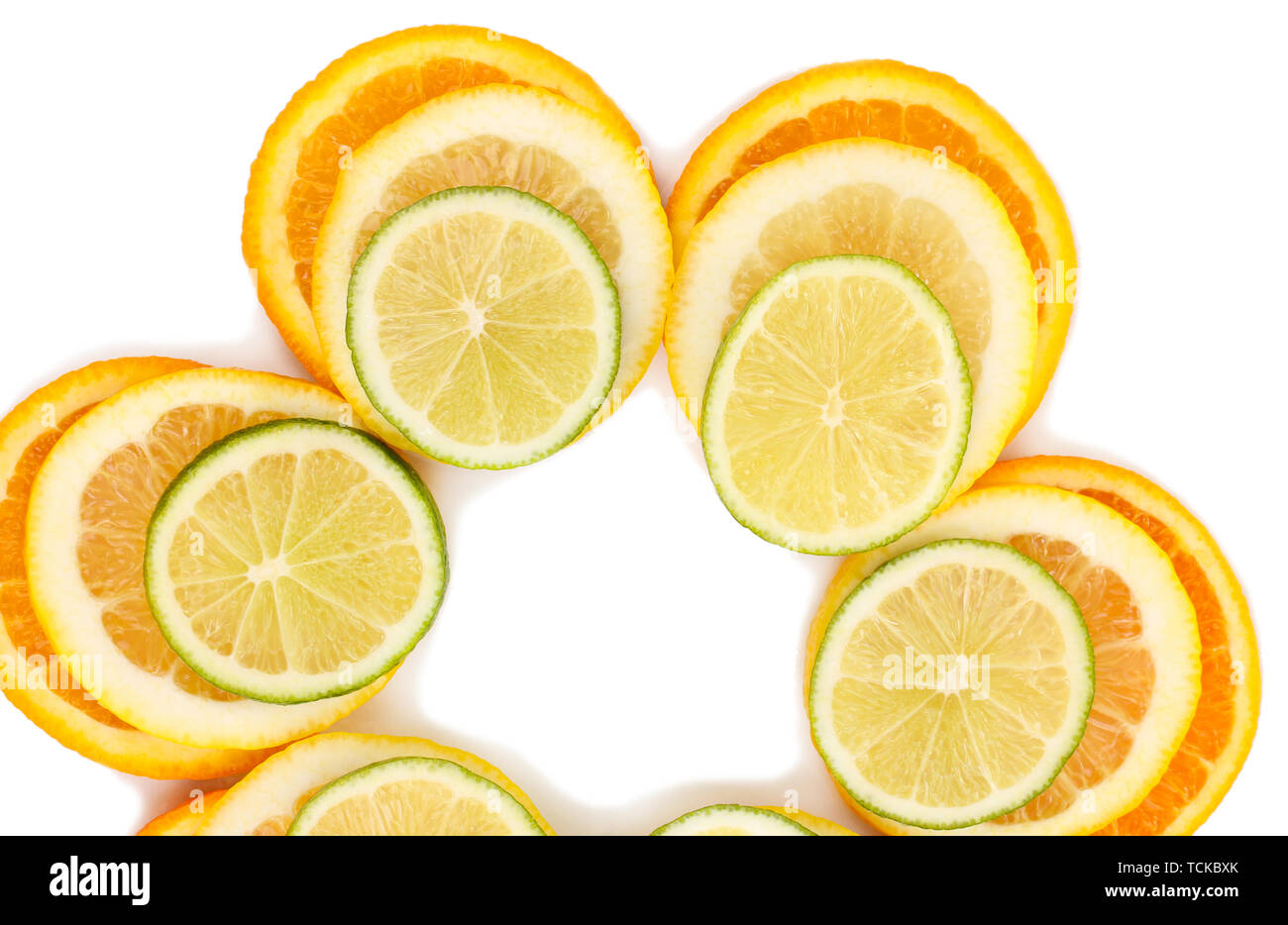 Orange lime and lemon close up isolated on white Stock Photo - Alamy