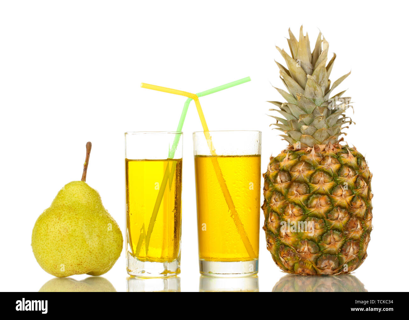 Glass of sweet juice with fruit isolated on white Stock Photo - Alamy