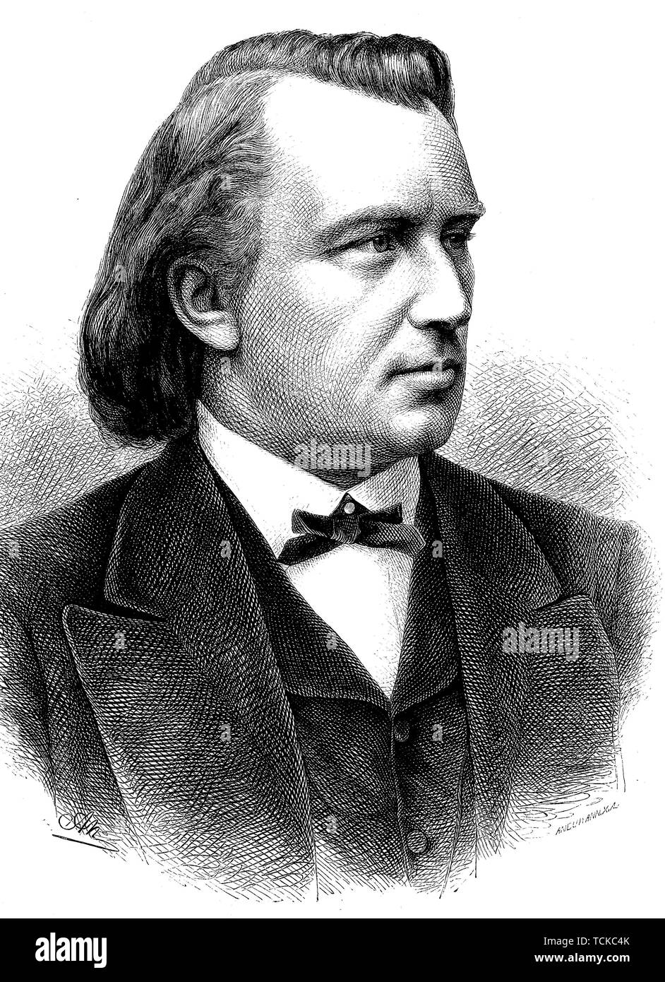Johannes Brahms, 1833-1897, German composer and pianist of the Romantic ...