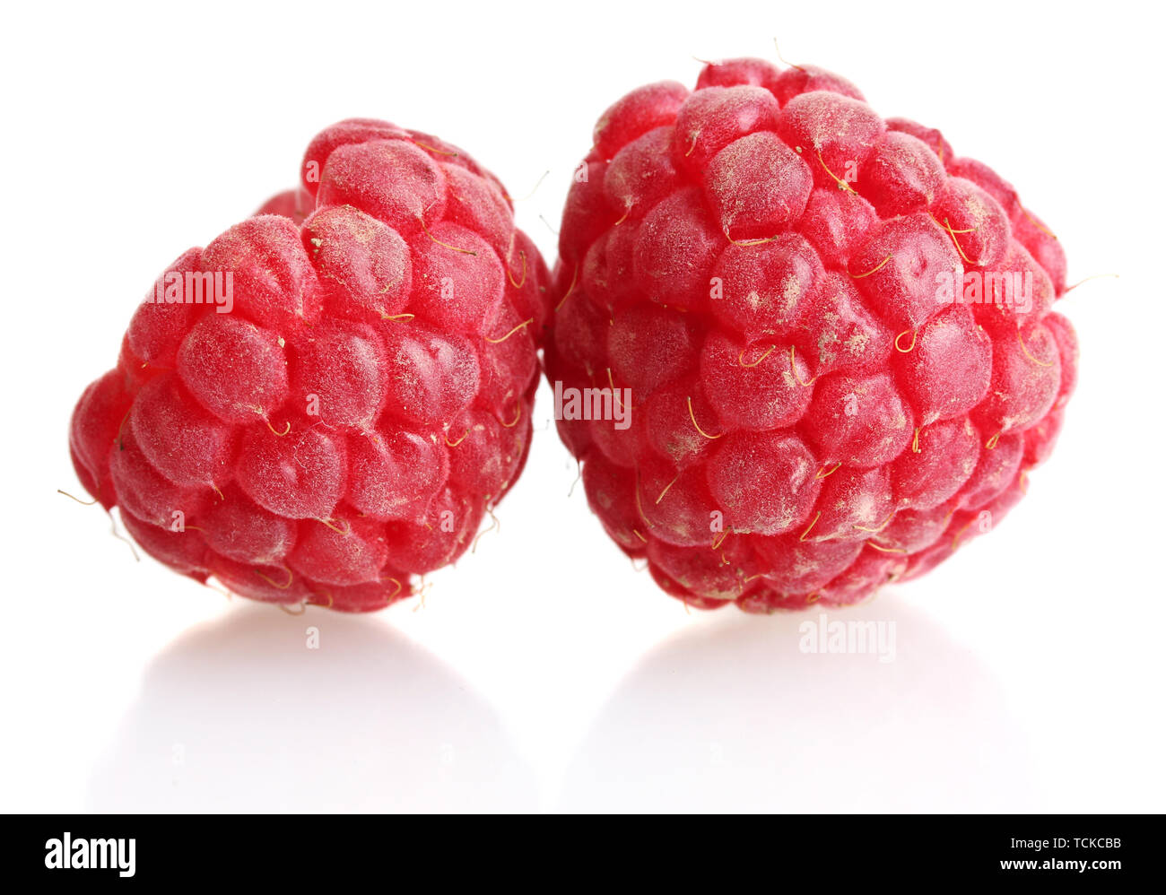 ripe raspberries isolated on white Stock Photo - Alamy