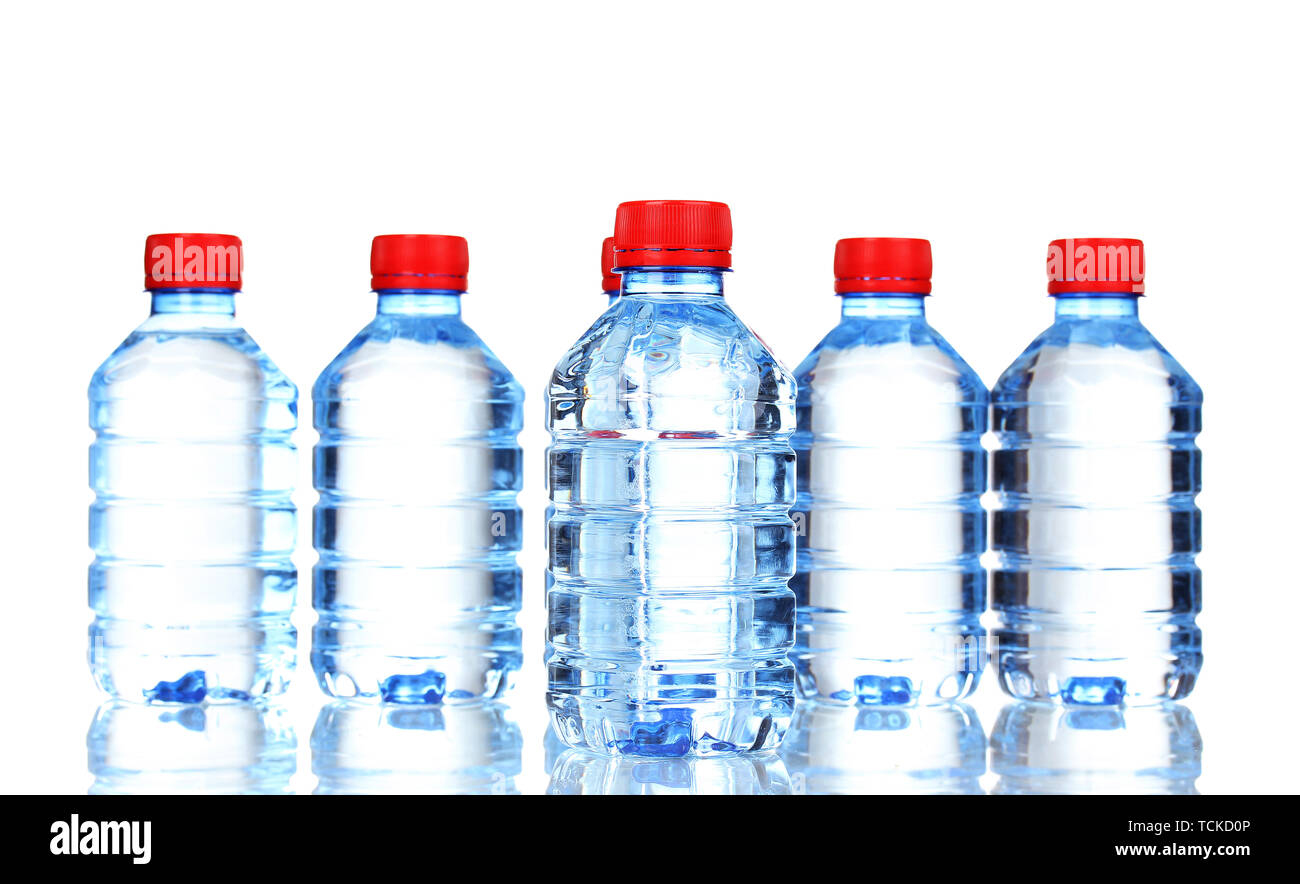 plastic bottles of water isolated on white Stock Photo - Alamy