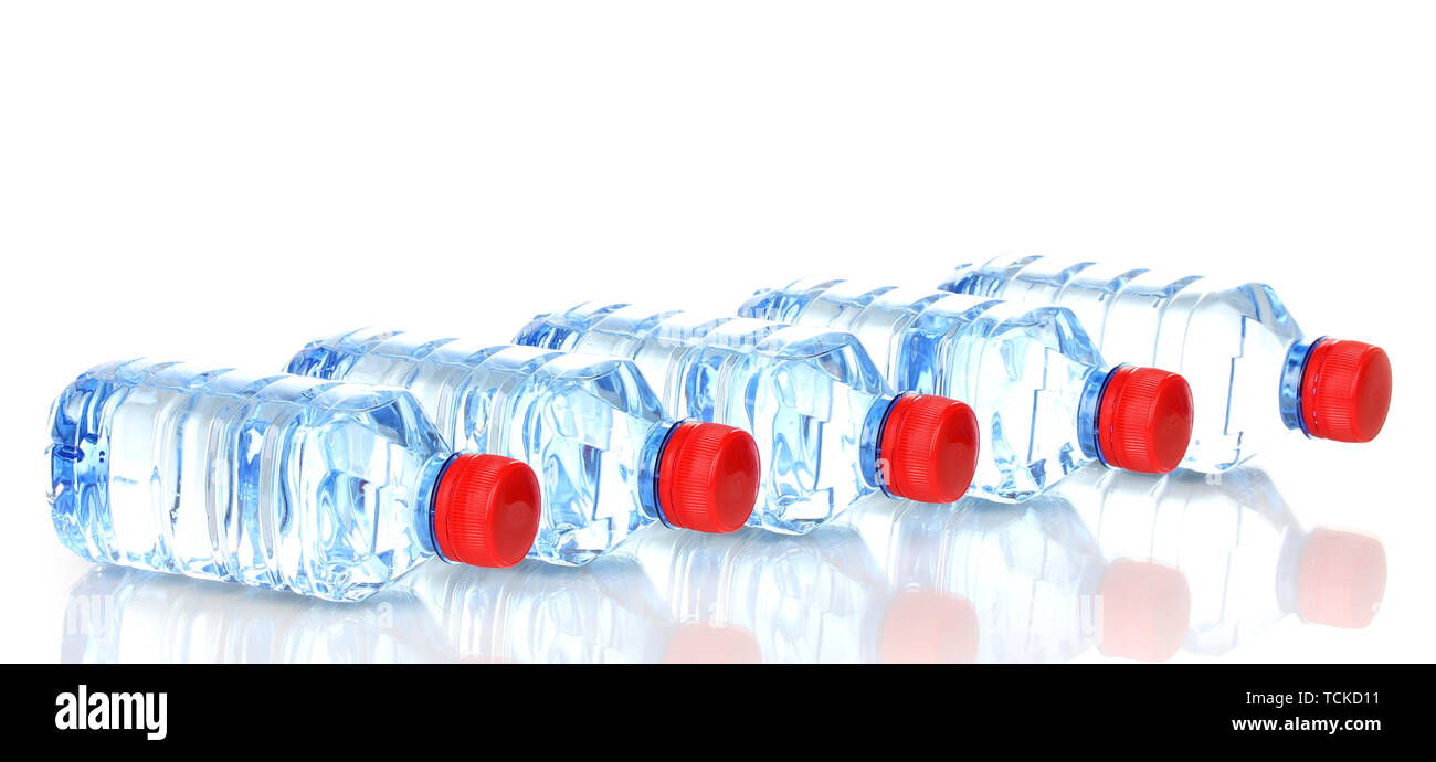 plastic bottles of water isolated on white Stock Photo - Alamy