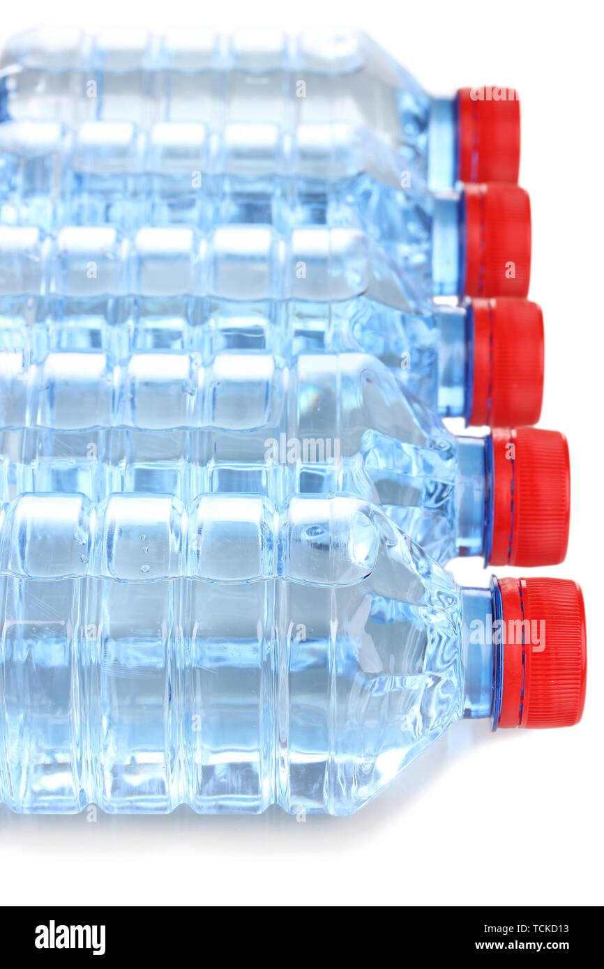 plastic bottles of water isolated on white Stock Photo - Alamy