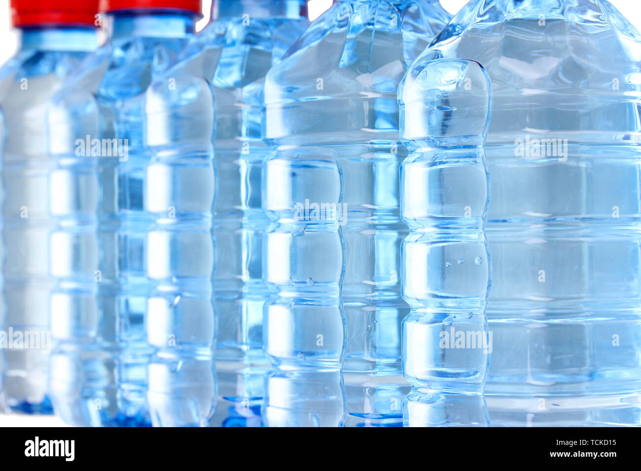 plastic bottles of water close-up Stock Photo - Alamy
