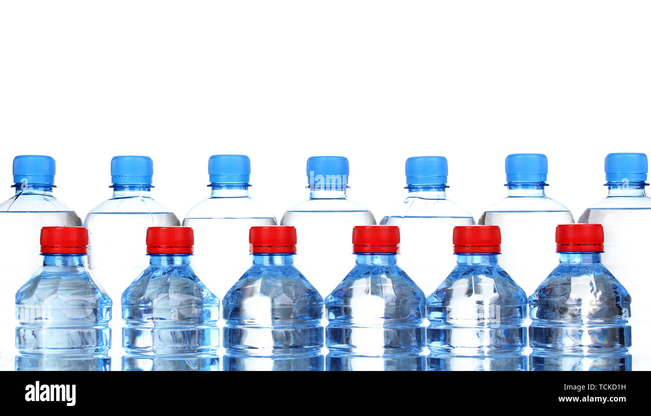 plastic bottles of water isolated on white Stock Photo - Alamy