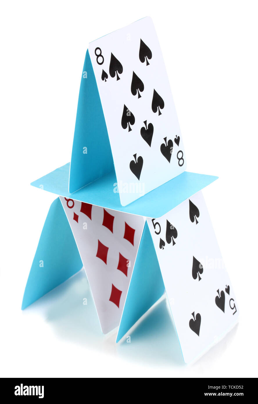 Card house isolated on white Stock Photo - Alamy