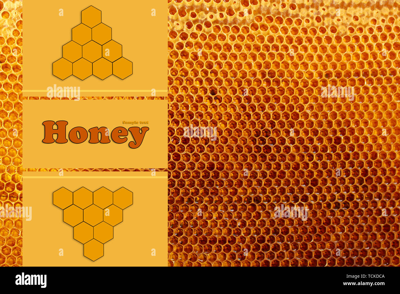 yellow beautiful honeycomb with honey, background Stock Photo - Alamy