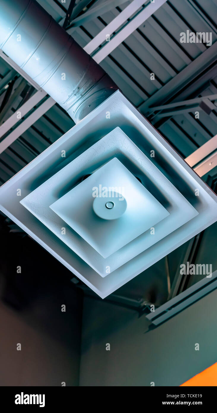 Panorama frame Close up view of a square air conditioner ventilator ...