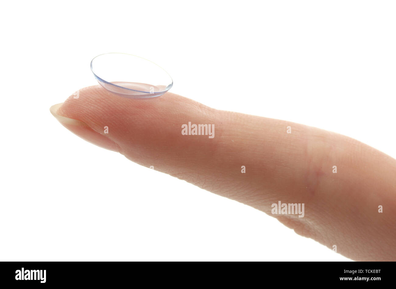 contact lens on finger isolated on white Stock Photo - Alamy