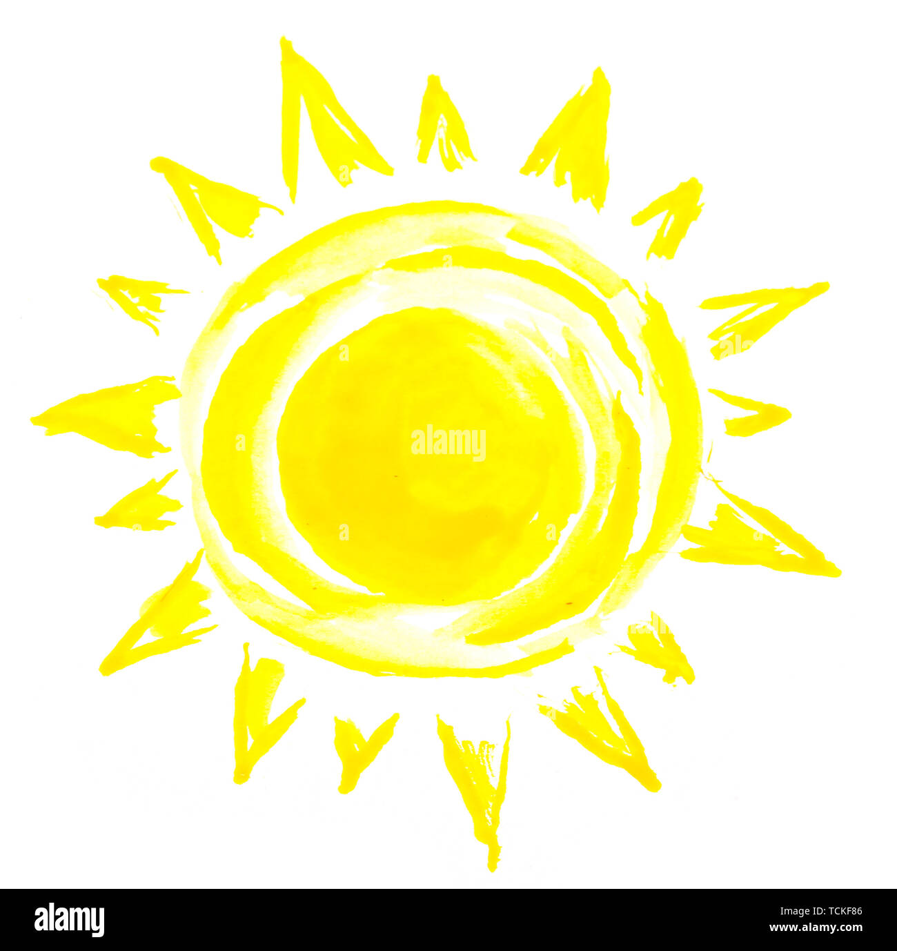 Sun painting on white background Stock Photo - Alamy