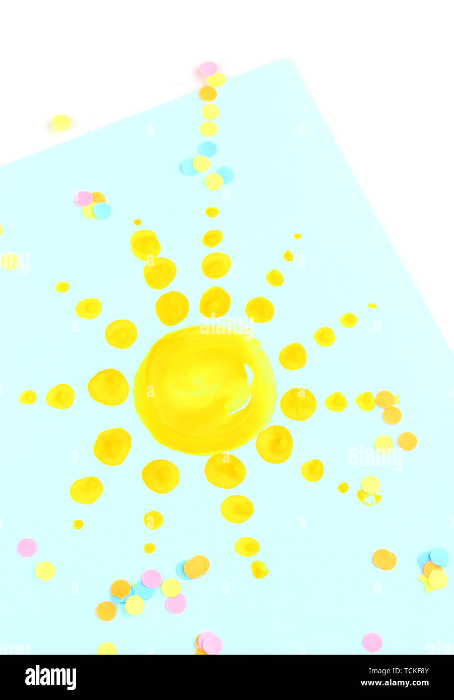 Sun painting on blue background Stock Photo - Alamy