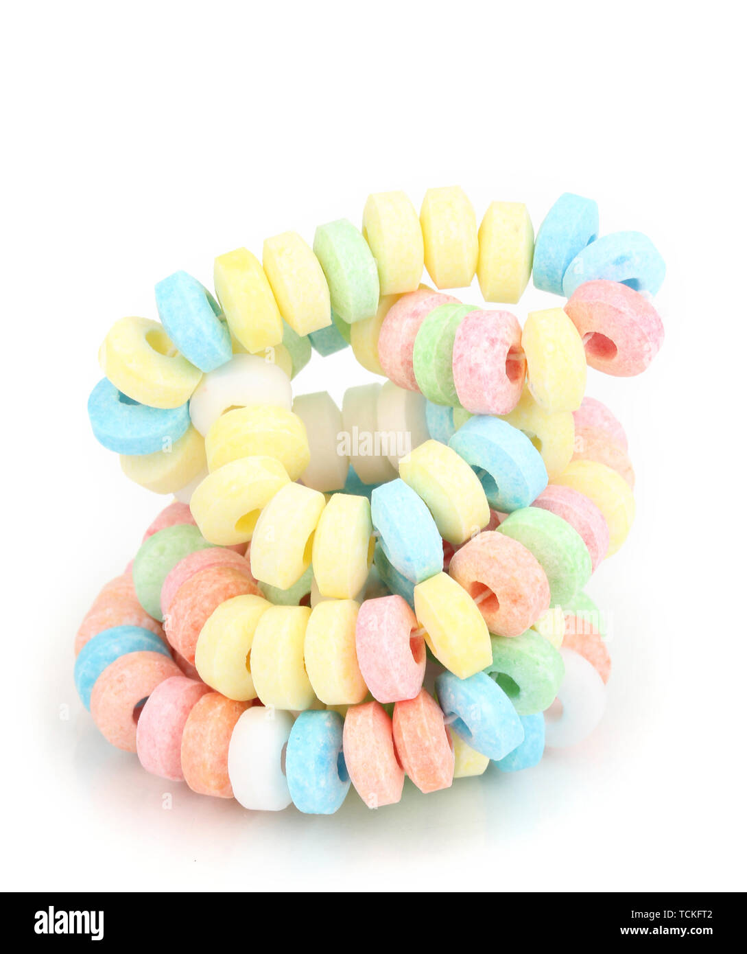 Color candies on rope isolated on white Stock Photo - Alamy