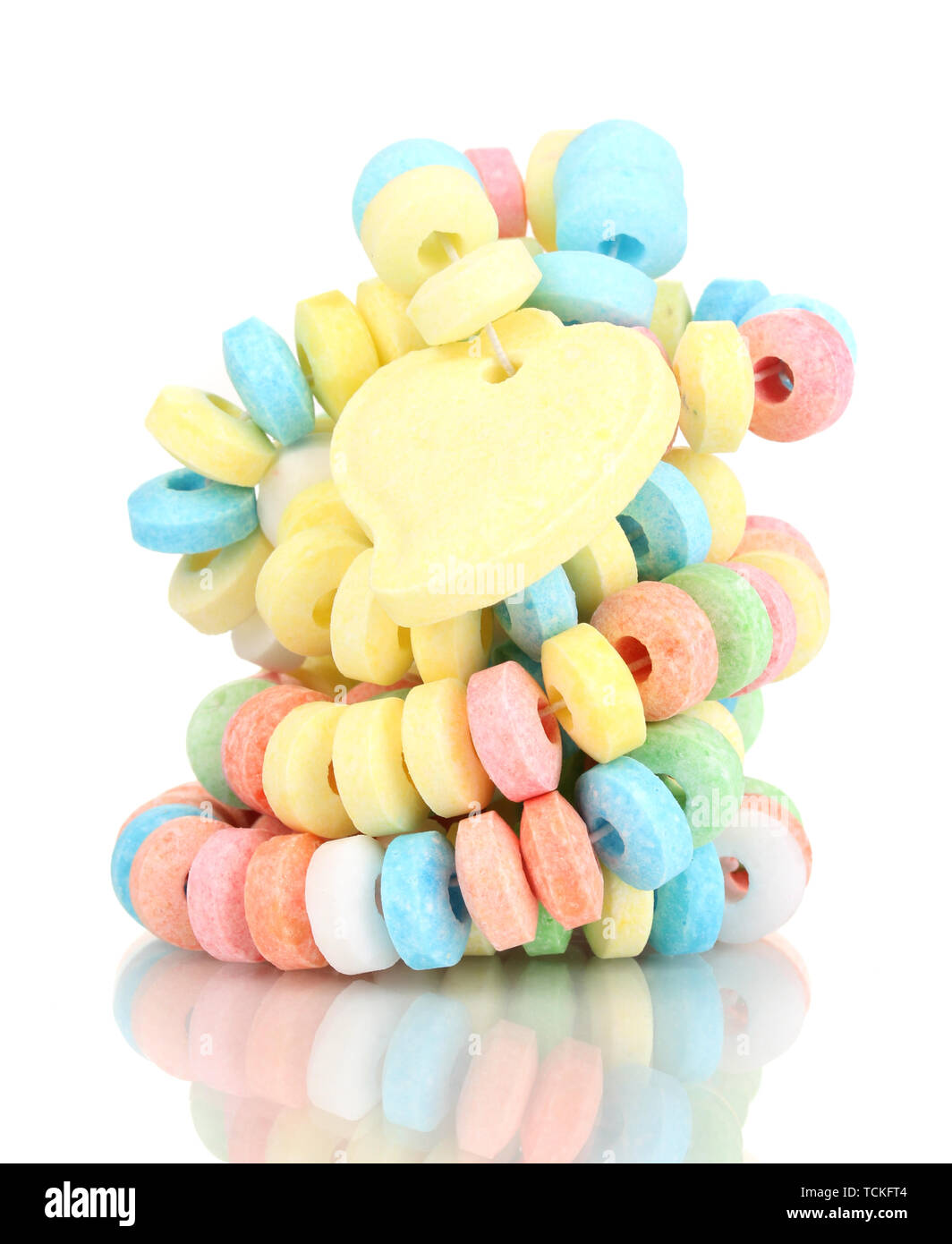 Color candies on rope isolated on white Stock Photo - Alamy