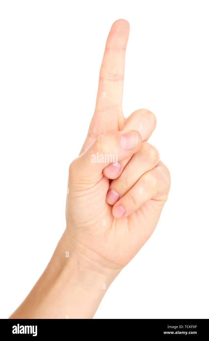 Hand making sign isolated on white Stock Photo - Alamy