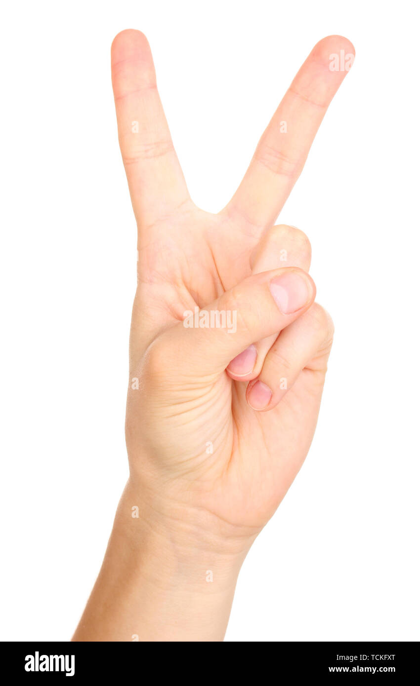 Hand making sign isolated on white Stock Photo - Alamy