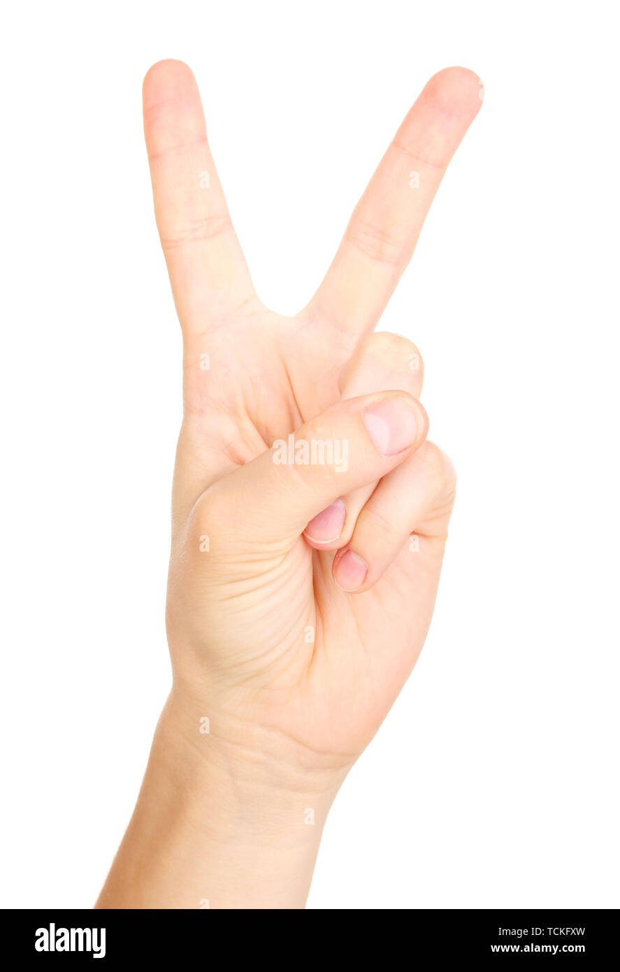 Hand making sign isolated on white Stock Photo - Alamy