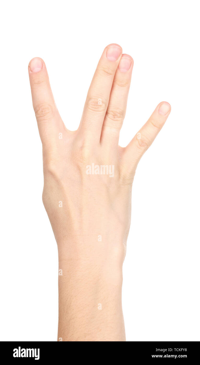 Hand making sign isolated on white Stock Photo - Alamy