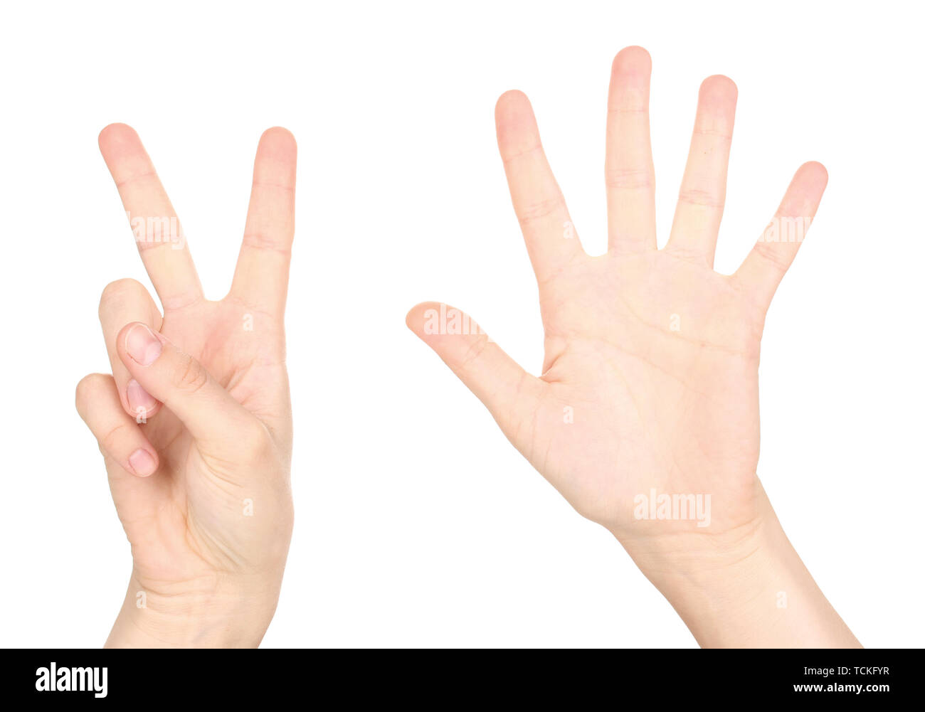 Hands making signs isolated on white Stock Photo - Alamy