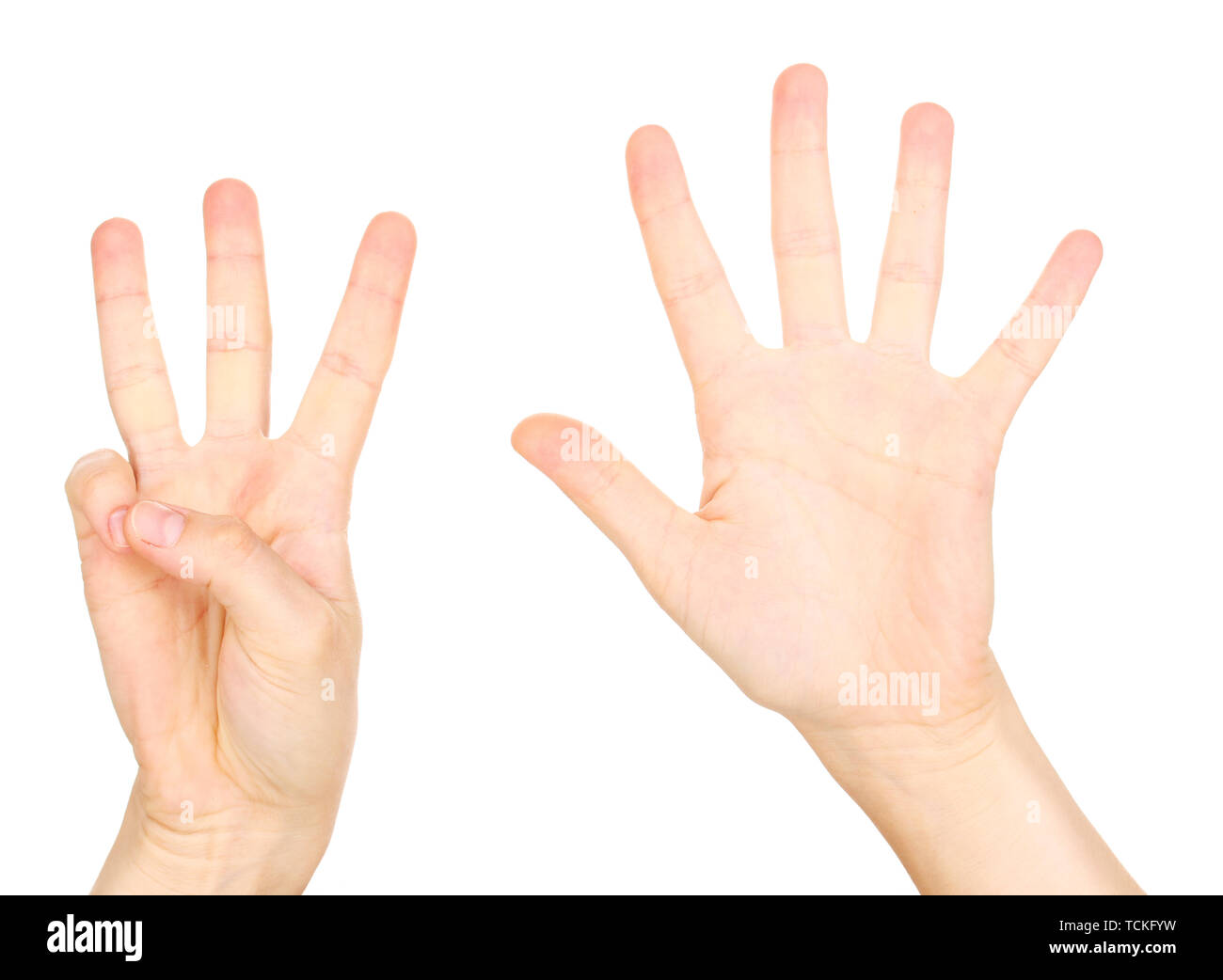 Hands making signs isolated on white Stock Photo - Alamy