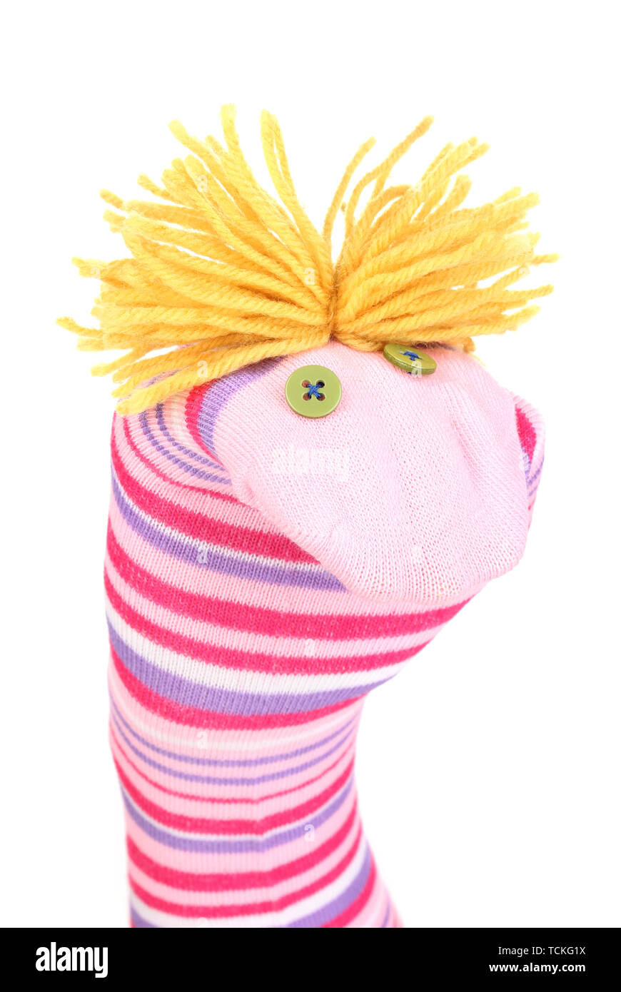 Cute sock puppet isolated on white Stock Photo - Alamy