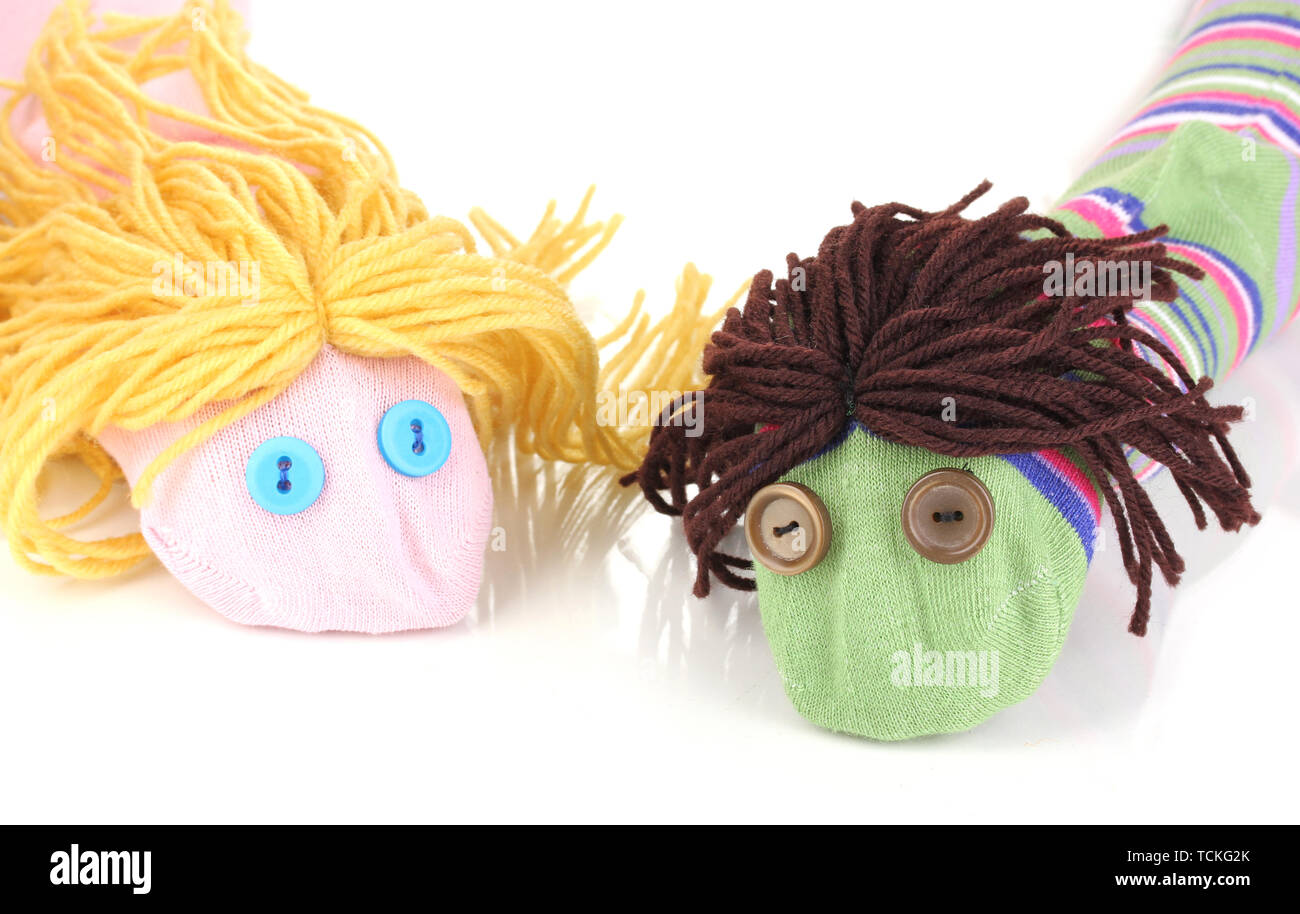 Cute sock puppets isolated on white Stock Photo - Alamy
