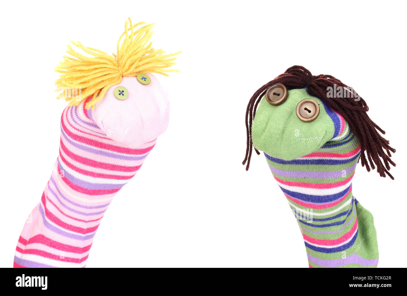 Cute sock puppets isolated on white Stock Photo - Alamy