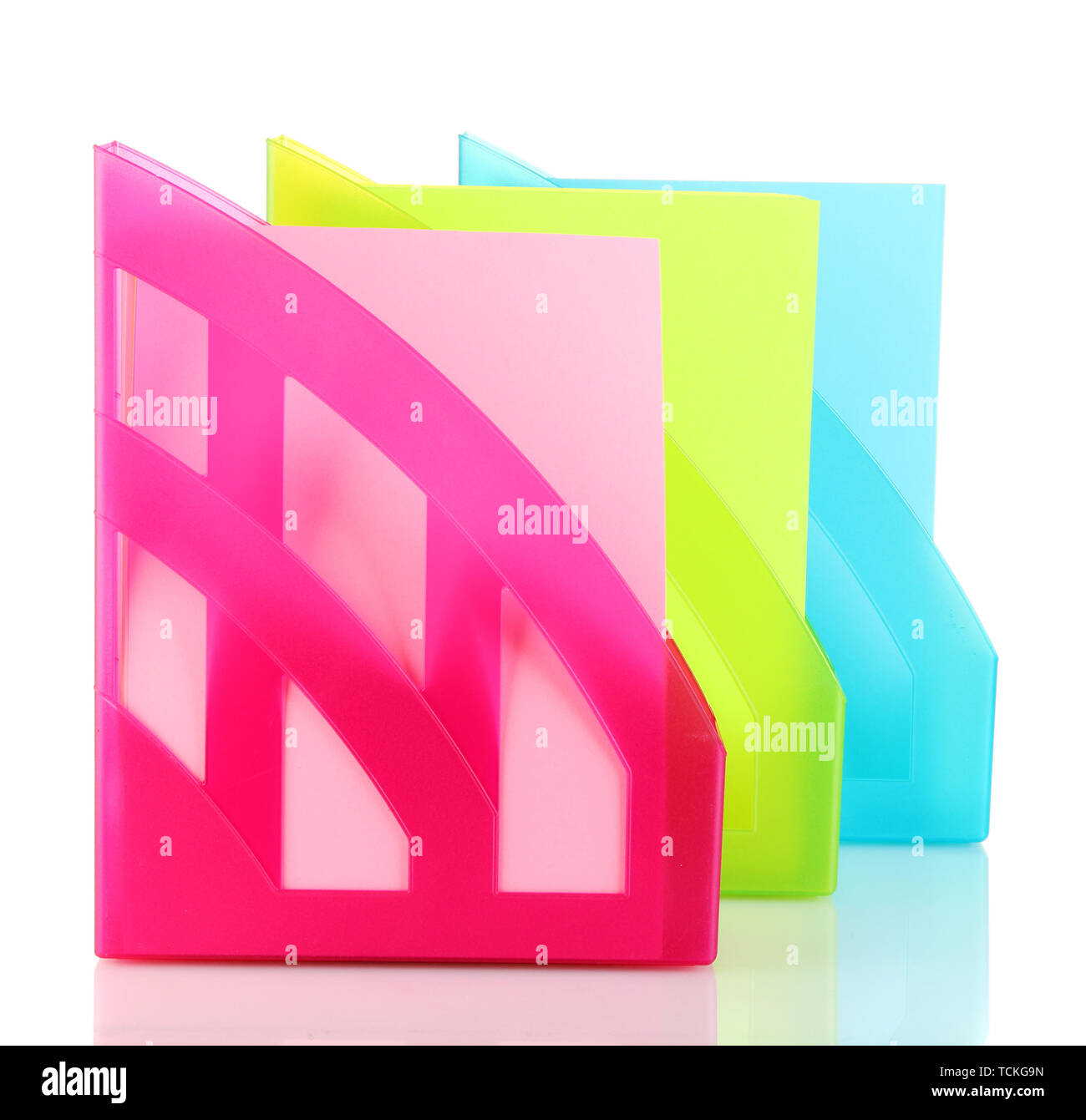 Colorful trays for papers isolated on white Stock Photo - Alamy