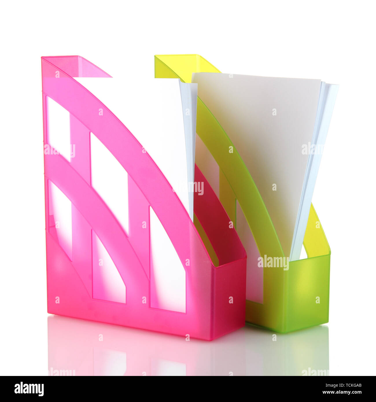 Colorful trays for papers isolated on white Stock Photo - Alamy