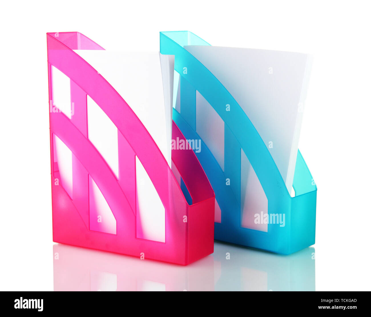 Colorful trays for papers isolated on white Stock Photo - Alamy