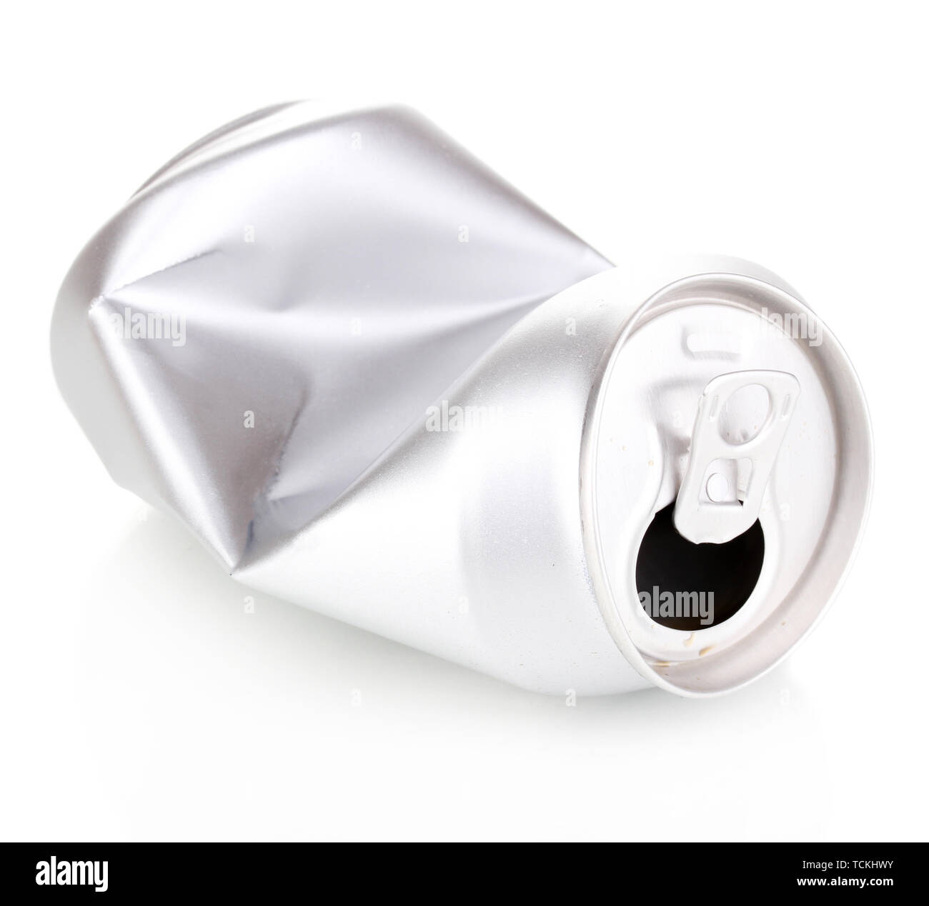 crumpled empty can isolated on white Stock Photo - Alamy