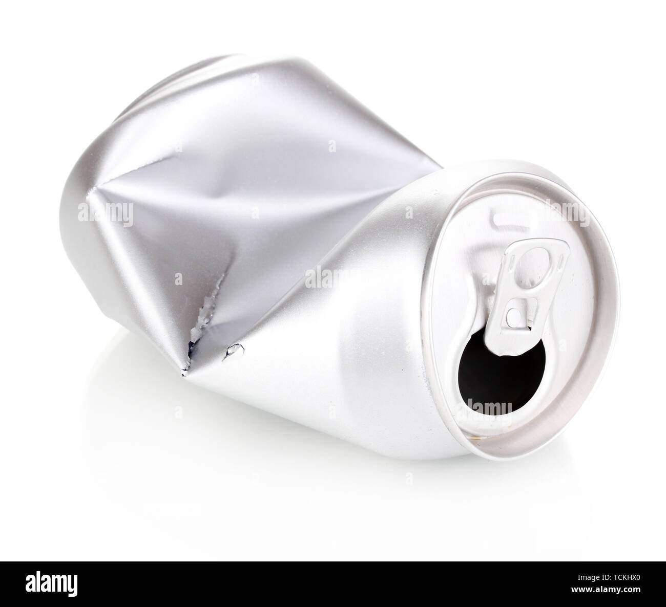 crumpled empty can isolated on white Stock Photo - Alamy