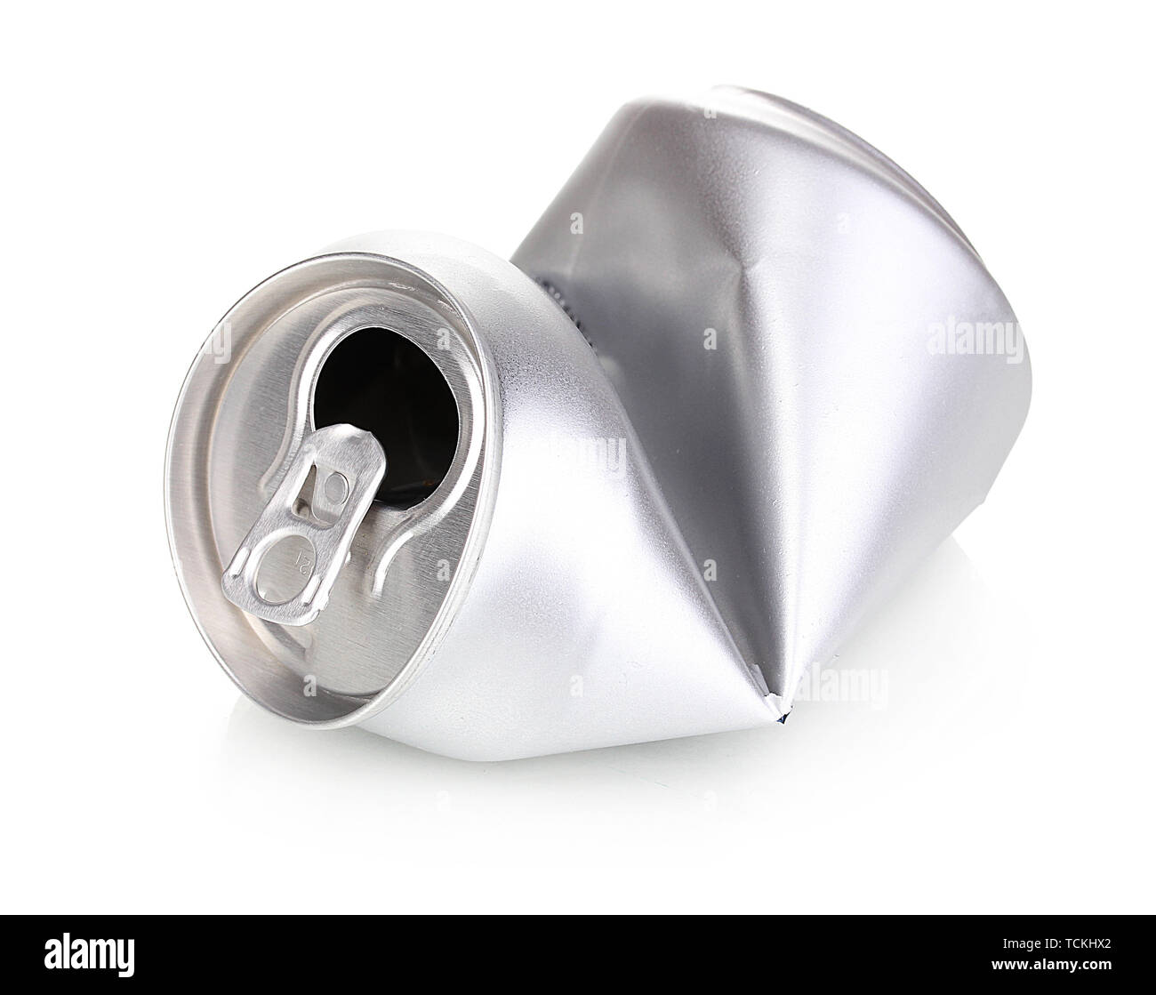 crumpled empty can isolated on white Stock Photo - Alamy