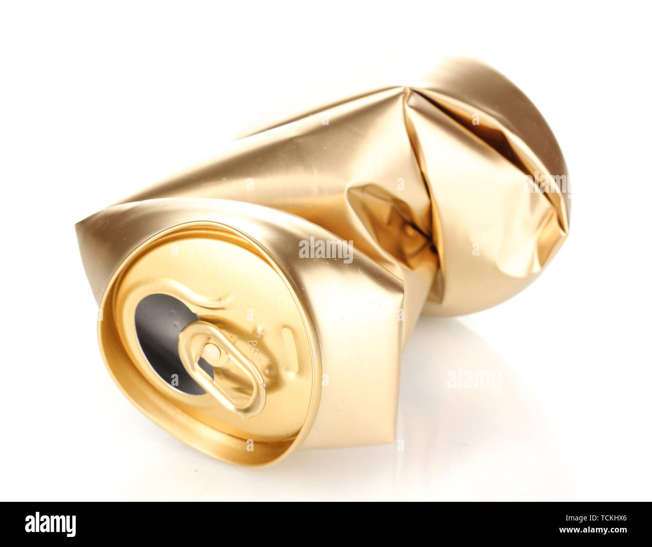 crumpled empty can isolated on white Stock Photo - Alamy