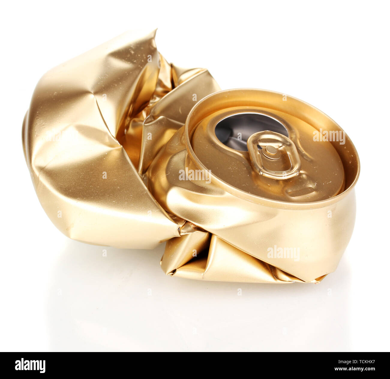 crumpled empty can isolated on white Stock Photo - Alamy
